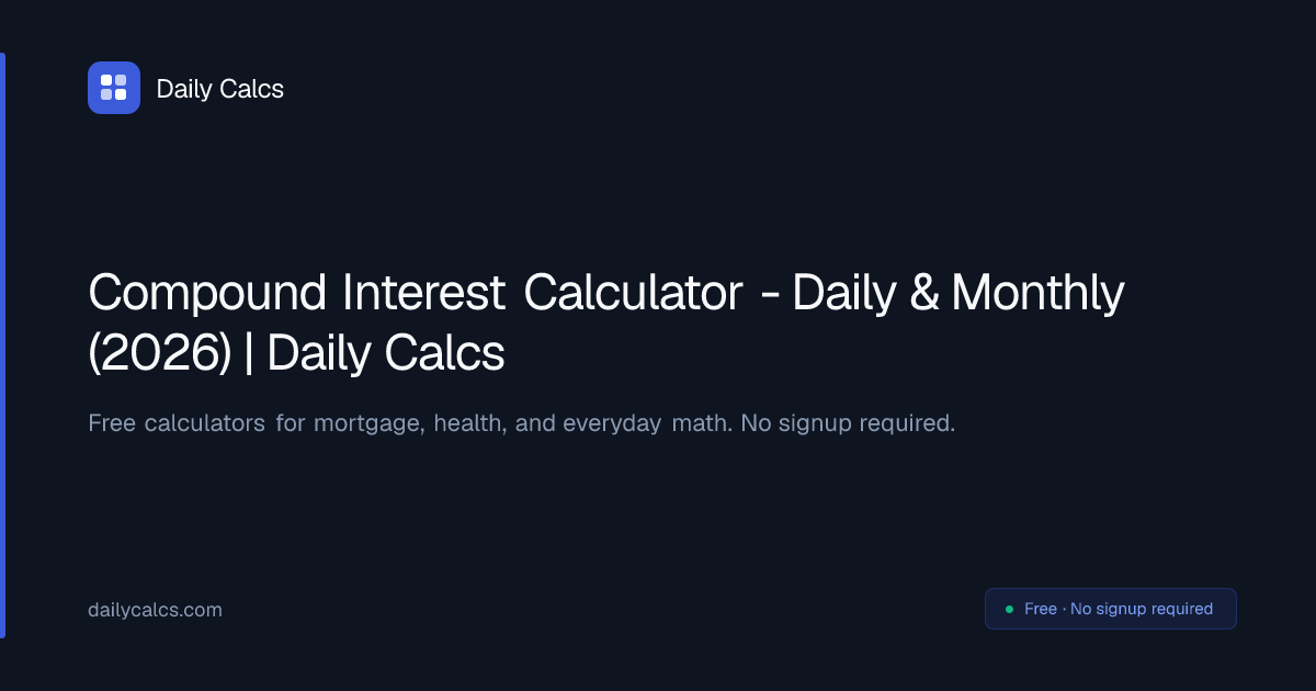Compound Interest Calculator - Daily & Monthly (2026) | Daily Calcs