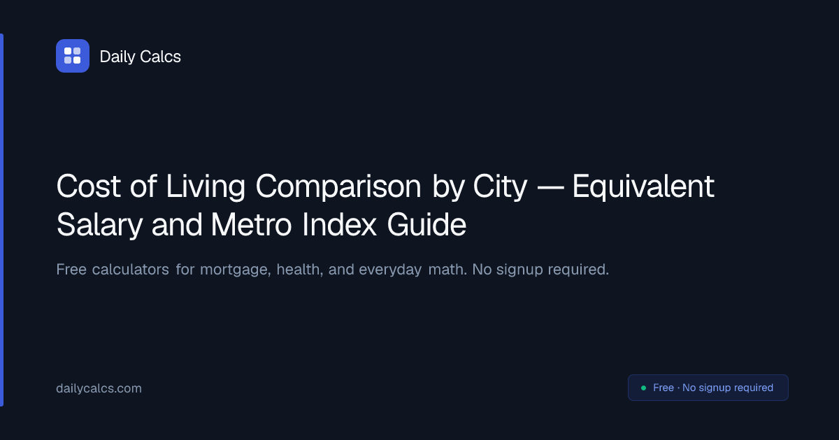 Cost of Living Comparison by City - Salary Guide (2026) | Daily Calcs
